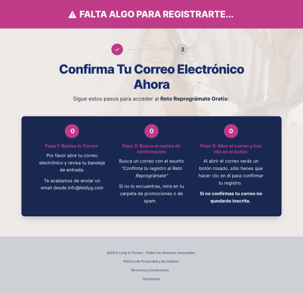 Confirmation Page - Leidy G Fitness