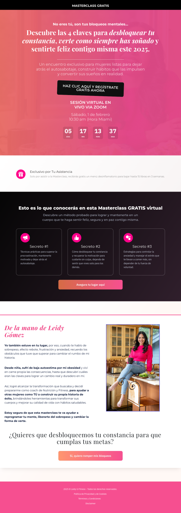 Webinar Registration Page - Leidy G Fitness